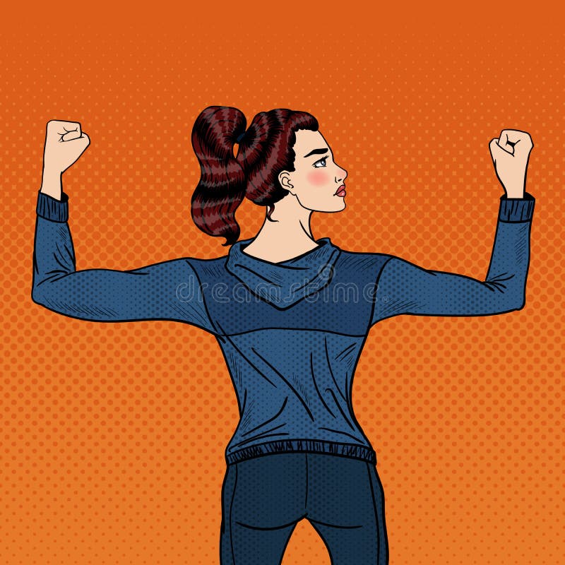Pop Art Confident Athletic Woman Showing Muscles Stock Vector ...