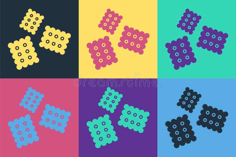 Pop Art Cracker Biscuit Icon Isolated on Color Background. Sweet Cookie ...