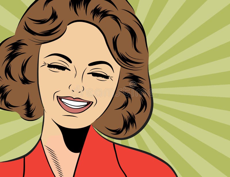 Pop Art Cute Retro Woman in Comics Style Laughing Stock Vector ...