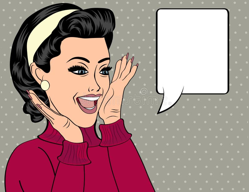Pop Art Cute Retro Woman in Comics Style Laughing Stock Vector ...