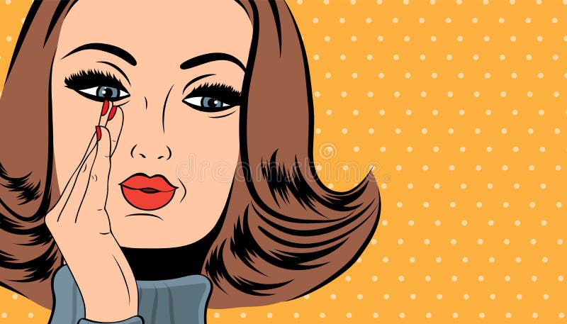 Pop Art Cute Retro Woman in Comics Style with Message Stock ...