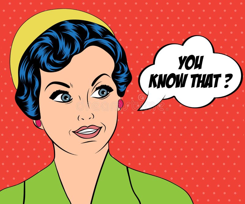 Pop Art Cute Retro Woman in Comics Style with Message Stock Vector ...