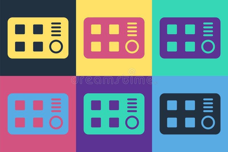 Pop Art Drum Machine Icon Isolated on Color Background. Musical ...