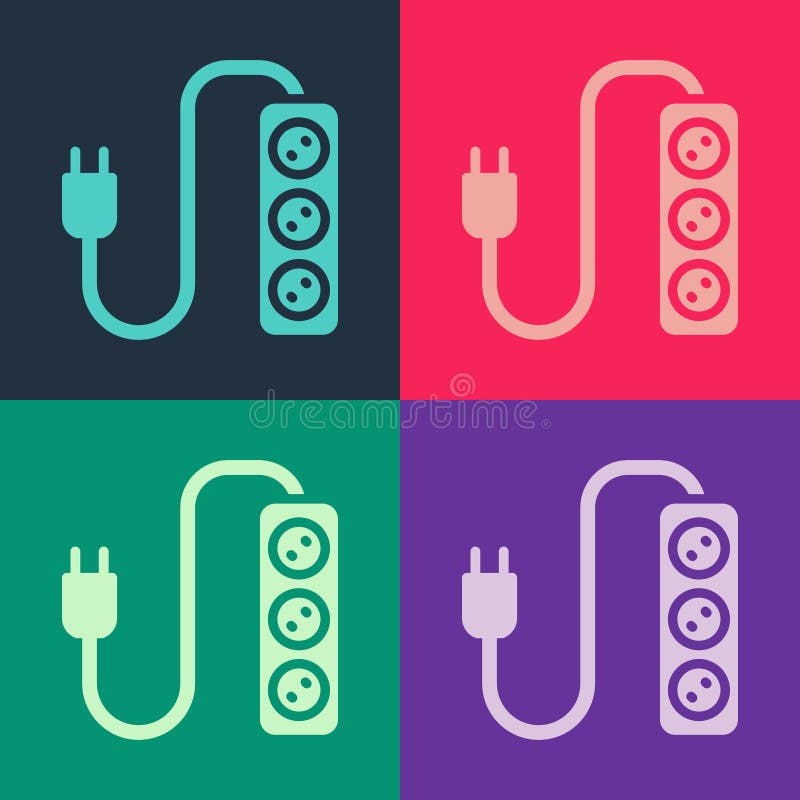 Pop Art Electric Extension Cord Icon Isolated on Color Background ...
