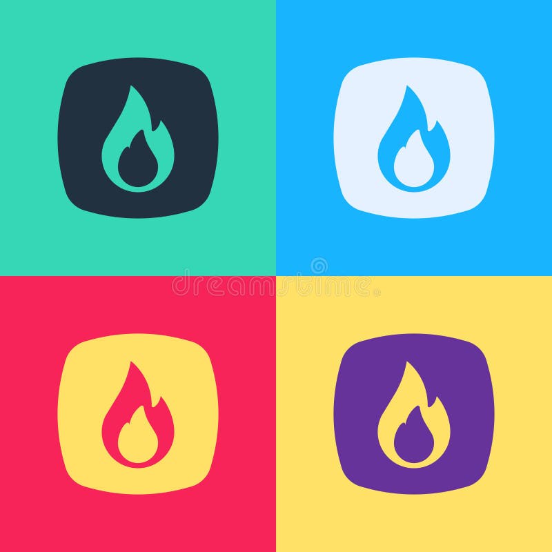 Pop Art Fire Flame Icon Isolated on Color Background. Vector Stock ...