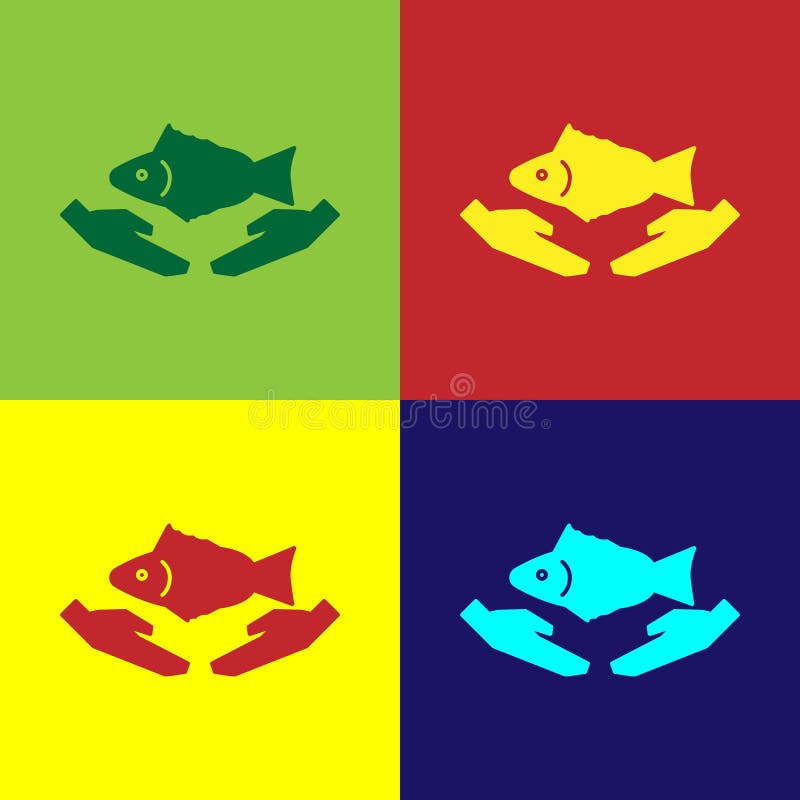 Pop Art Fish Care Icon Isolated on Color Background. Vector Stock ...