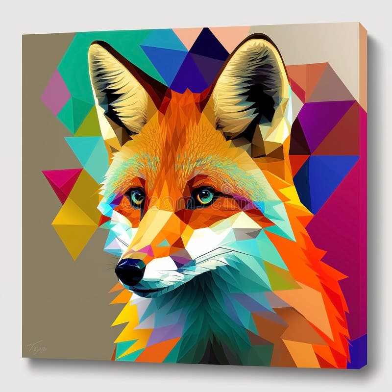 Pop Art Fox Cubic on Colourful Background Stock Photo - Image of ...