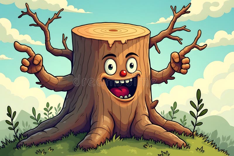 Pop Art Freak Crazy Tree Stump Cute Mascot Cartoon Stock Illustration ...