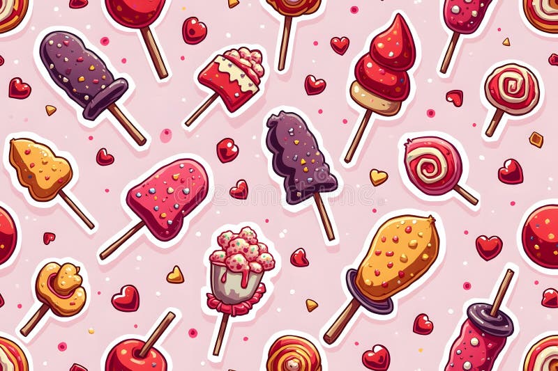 Pop Art Freak Sweets and Candy Pattern Illustration Stock Illustration ...