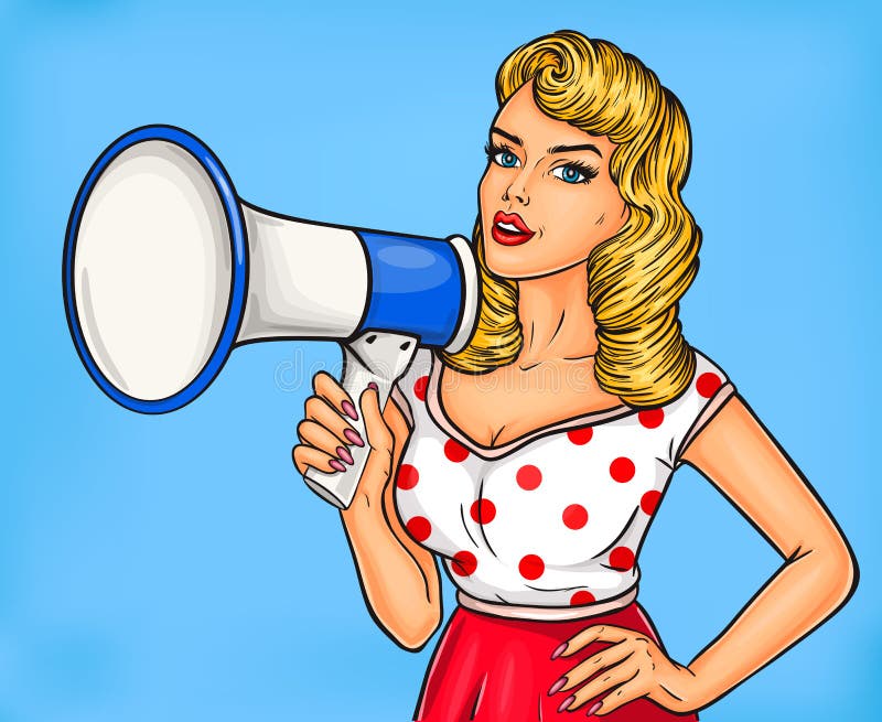 Pop Art Girl With Megaphone Stock Vector Illustration Of 1950s