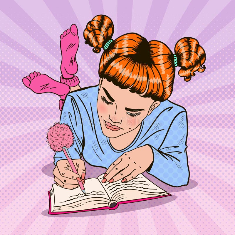 Woman Writing Diary Bed Stock Illustrations – 27 Woman Writing Diary ...