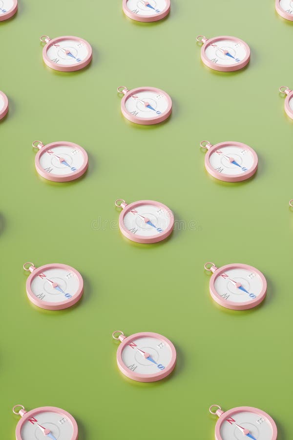 Pop Art Group of Compasses on a Green Background Stock Illustration ...