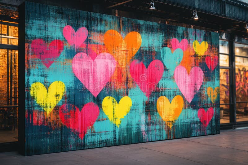 Pop Art Heart Design, Vibrant Valentines Day Pattern with Bold Heart ...