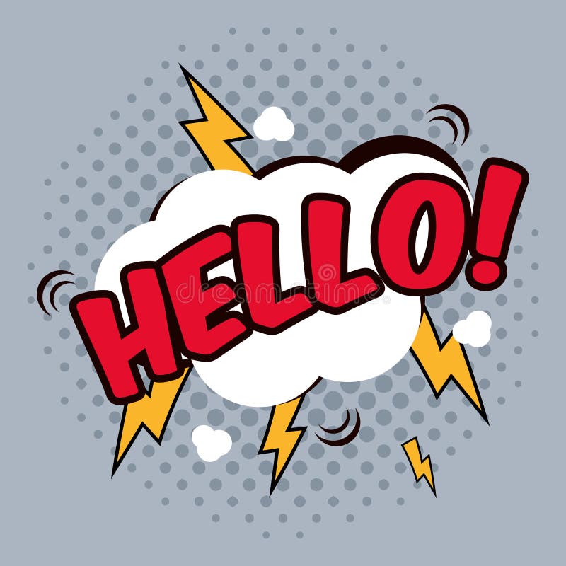 Pop Art Cloud with Lightning Design Blue Background Stock Vector ...