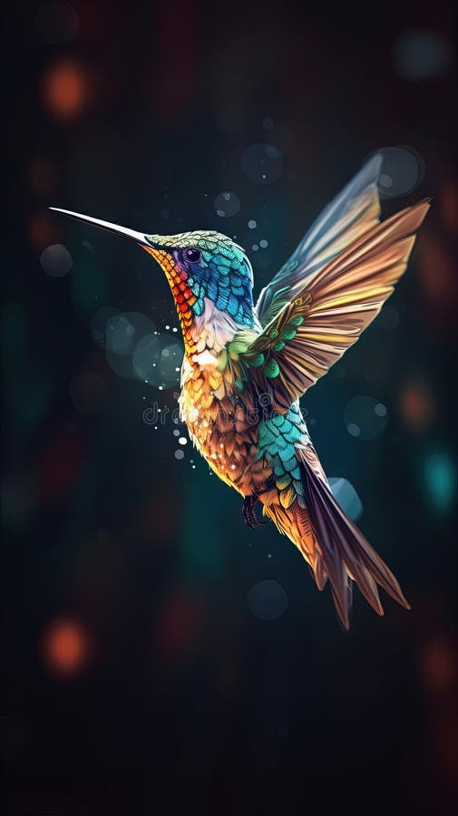 Pop Art Hummingbird on Dark Background. Stock Illustration ...