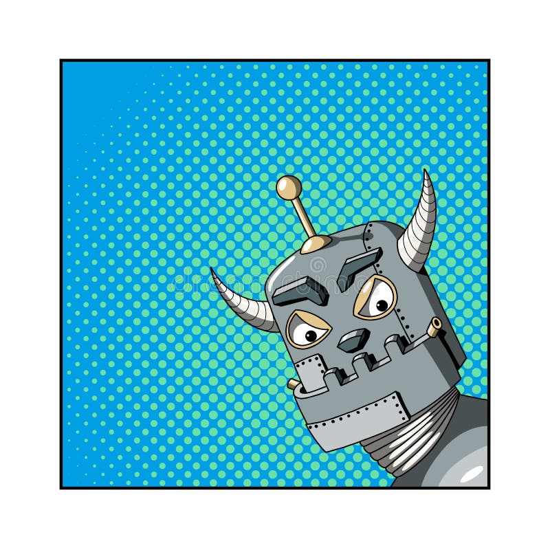 Pop Art Illustration of an Evil Robot Stock Vector - Illustration of ...