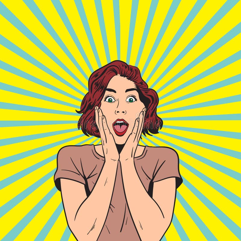 Pop Art Illustration of Shocked Woman Stock Vector - Illustration of ...