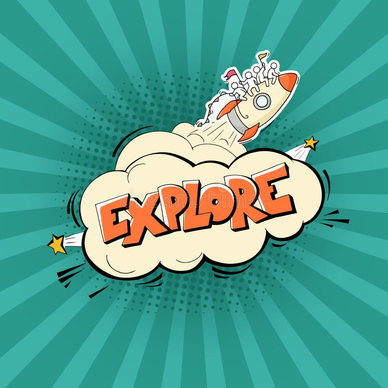 Pop Art Illustration with Word Explore Stock Vector - Illustration of ...