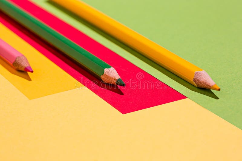 Colored Pencils and Colour Paper Stock Image - Image of paint, group ...
