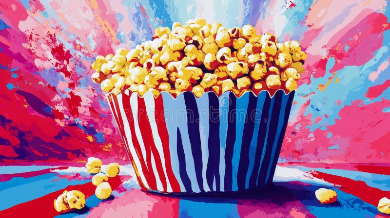 Pop Art Inspired Popcorn Snack Generative AI Stock Illustration ...