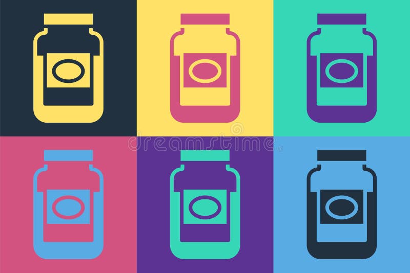 Pop Art Jam Jar Icon Isolated on Color Background. Vector Stock Vector ...