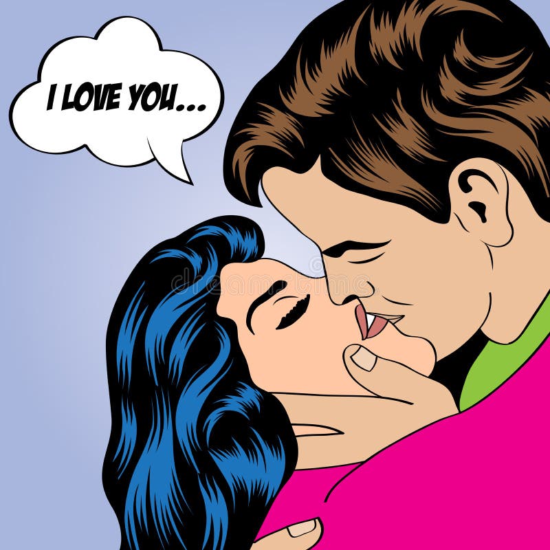 Pop Art Couple Conversation Love Couple Pop Art Love Stock Illustration