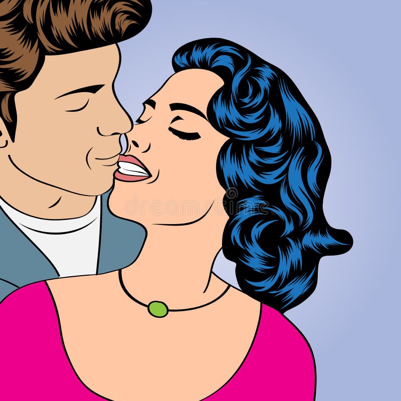 Pop Art Kissing Couple Stock Illustration Illustration Of Hand 37858569