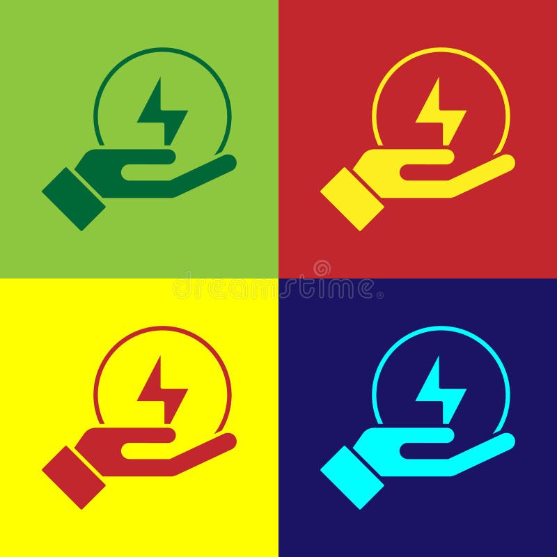 Pop Art Lightning Bolt Icon Isolated on Color Background. Flash Sign ...