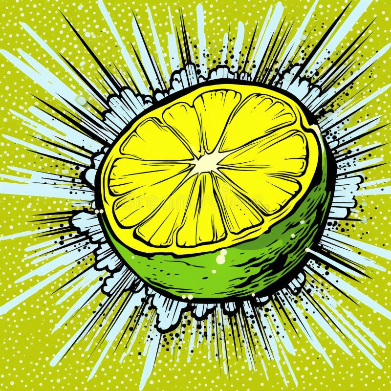 Pop Art Lime Fruit Fresh Vector Design, Stock Illustration ...