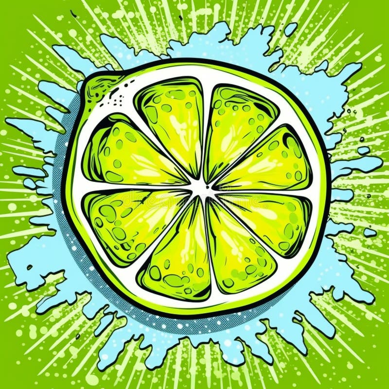 Pop Art Lime Fruit Fresh Vector Design, Stock Illustration ...