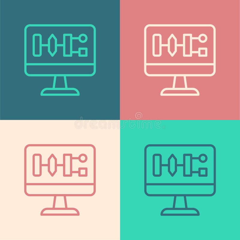 Pop Art Line Algorithm Icon Isolated on Color Background. Algorithm ...
