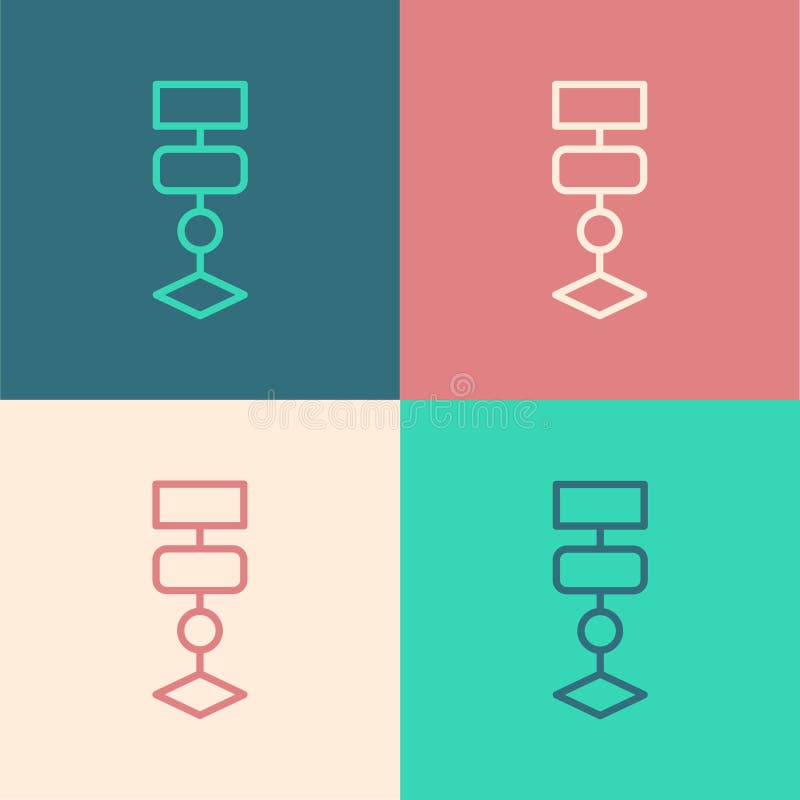 Pop Art Line Algorithm Icon Isolated On Color Background Algorithm Symbol Design From