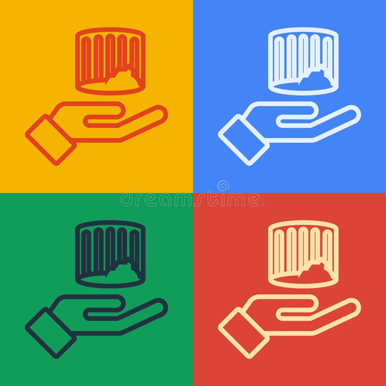 Pop Art Line Ancient Column Icon Isolated on Color Background. Vector ...