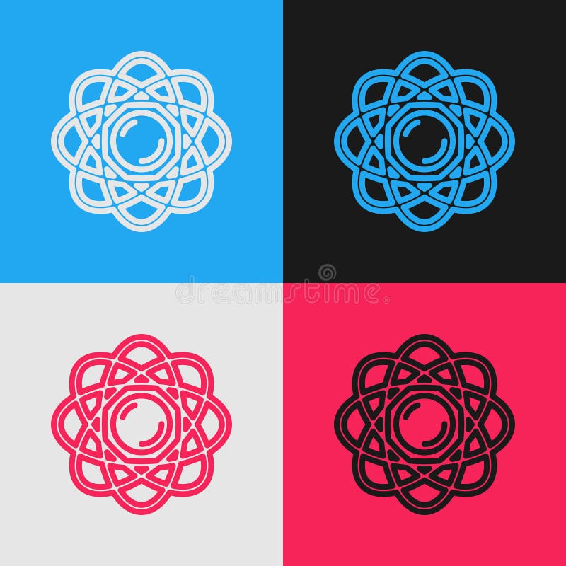 Pop Art Line Atom Icon Isolated on Color Background. Symbol of Science ...