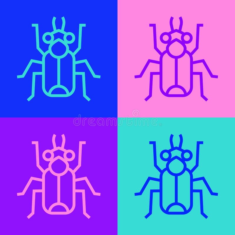 Pop Art Line Beetle Bug Icon Isolated on Color Background. Vector Stock ...