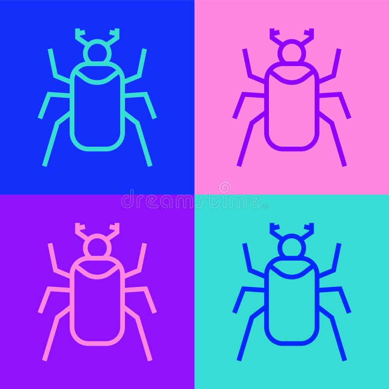 Pop Art Line Beetle Bug Icon Isolated on Color Background. Vector Stock ...