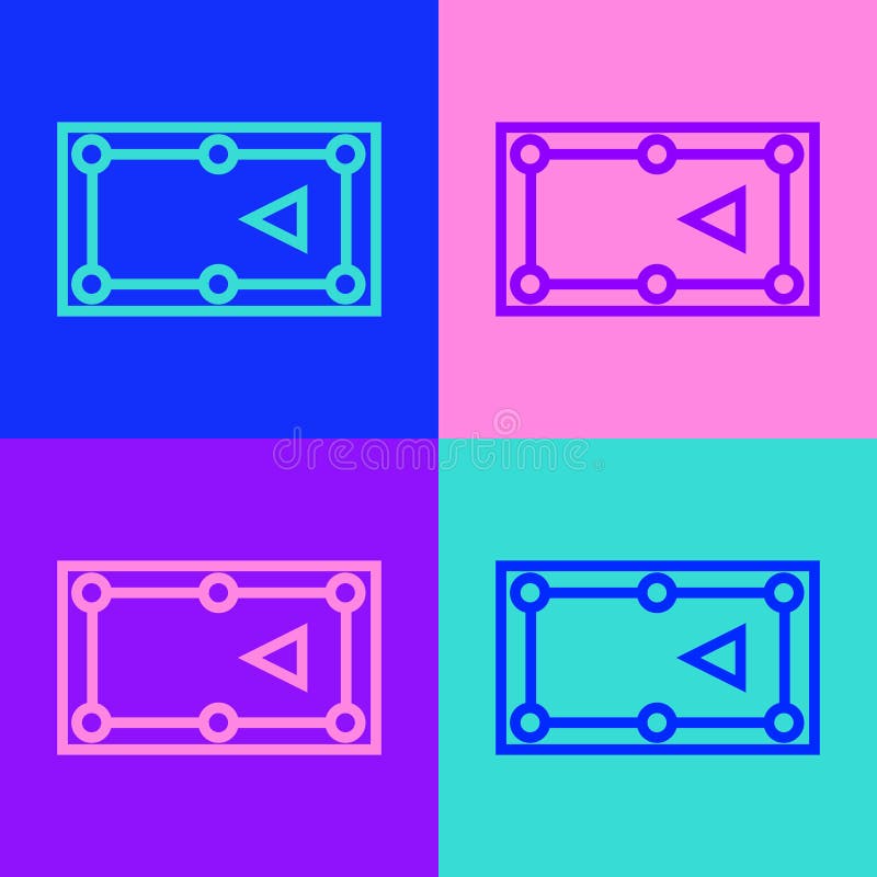 Pop Art Line Billiard Table Icon Isolated on Color Background. Pool ...