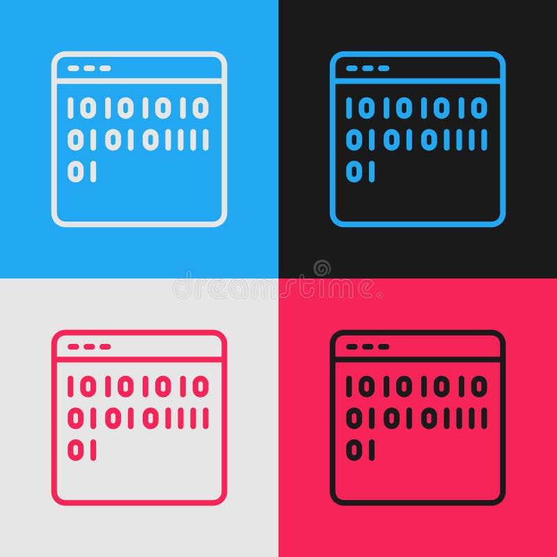 Pop Art Line Binary Code Icon Isolated on Color Background. Vector ... Pop Art Line Binary Code Icon Isolated on Color Background. Vector ...