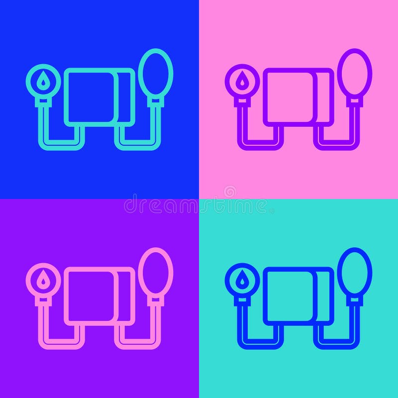 Pop Art Line Blood Pressure Icon Isolated on Color Background. Vector ...