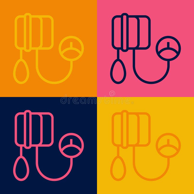 Pop Art Line Blood Pressure Icon Isolated on Color Background. Vector ...