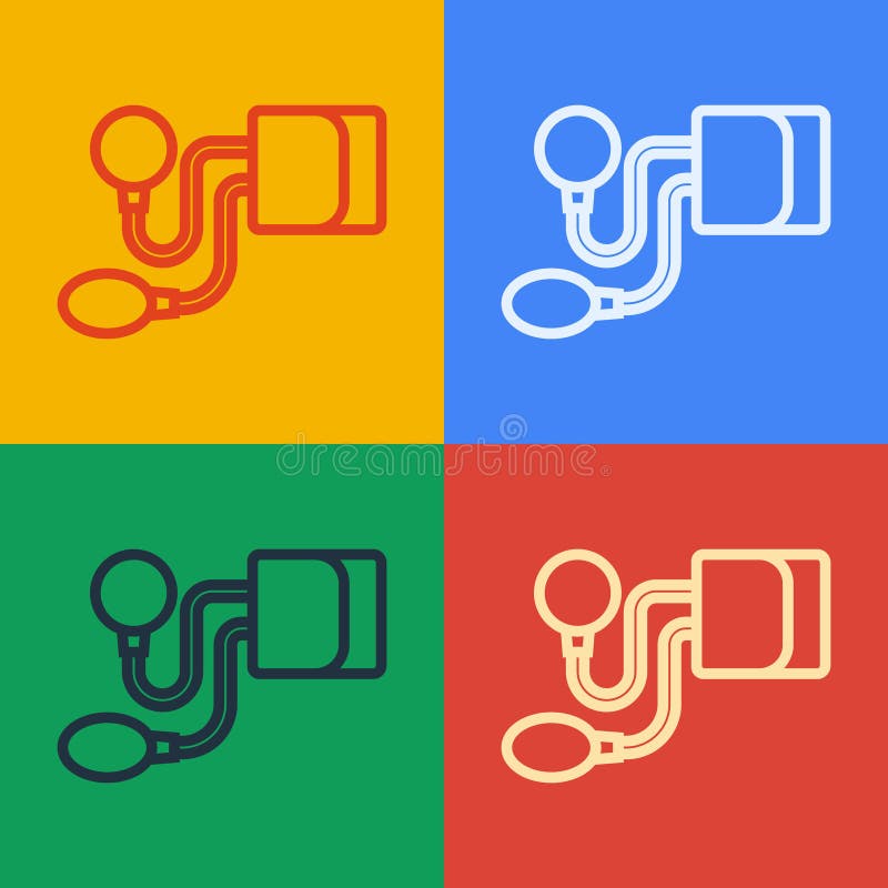 Pop Art Line Blood Pressure Icon Isolated on Color Background. Vector ...