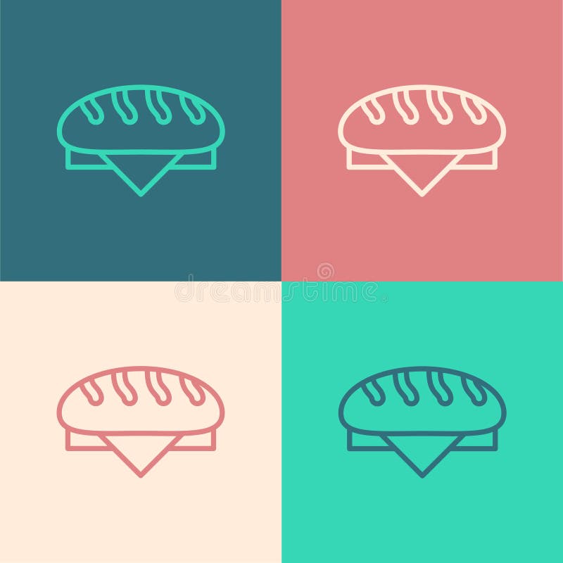 Pop Art Line Bread Loaf Icon Isolated on Color Background. Vector Stock ...