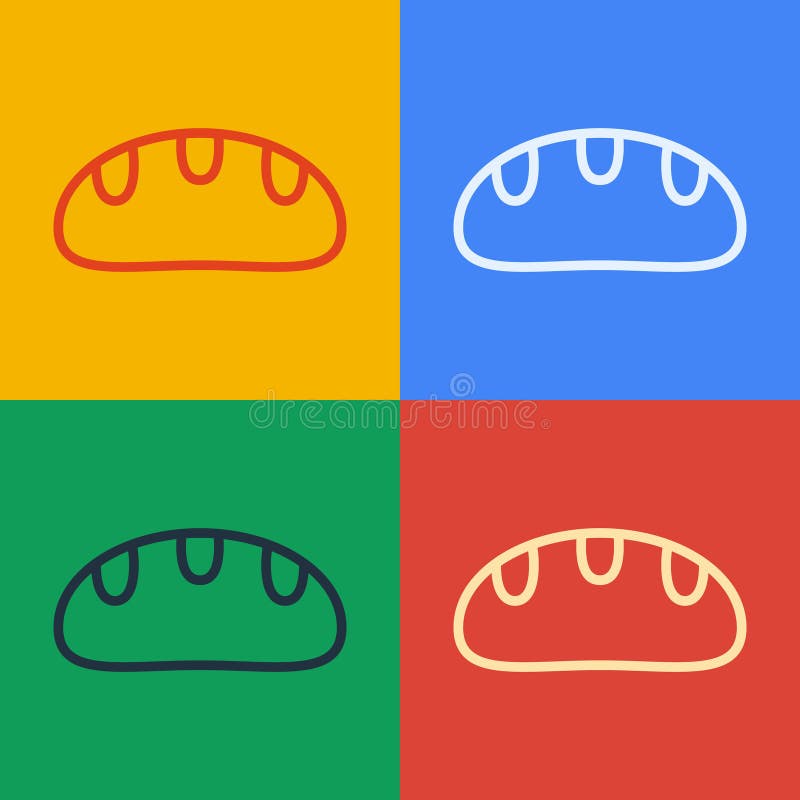 Pop Art Line Bread Loaf Icon Isolated on Color Background. Vector Stock ...