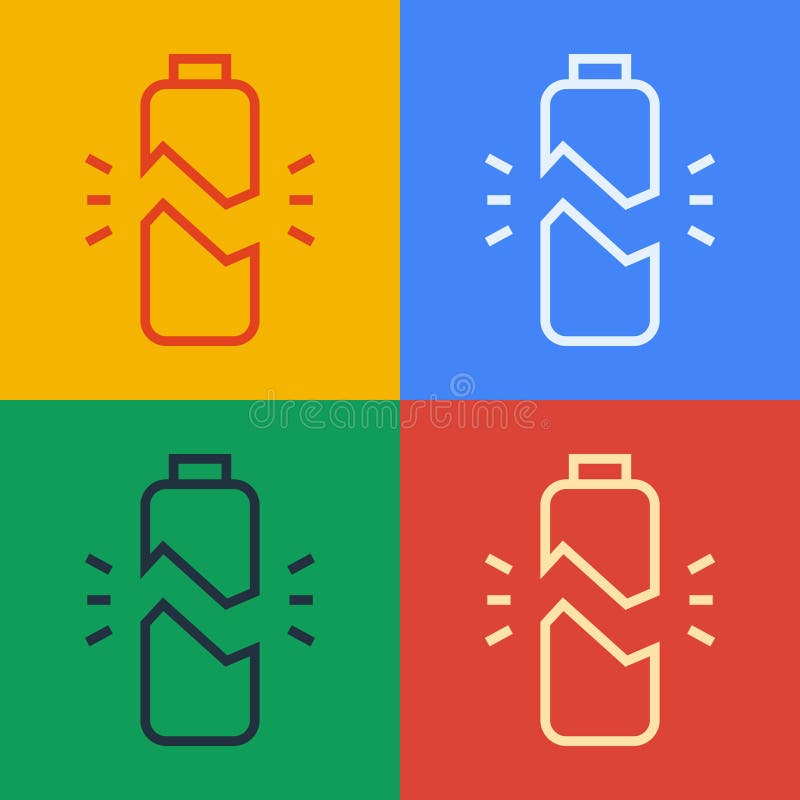 Pop Art Line Broken Battery Icon Isolated on Color Background. Vector ...
