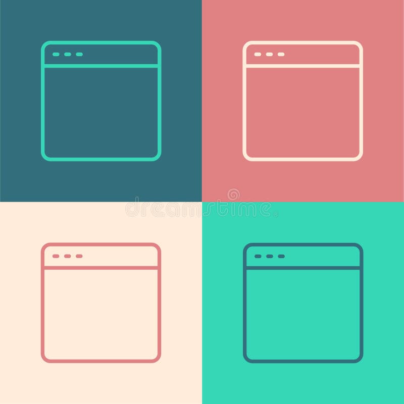 Pop Art Line Browser Window Icon Isolated on Color Background. Vector ...