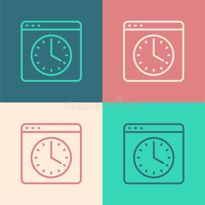 Pop Art Line Browser Window Icon Isolated on Color Background. Vector ...