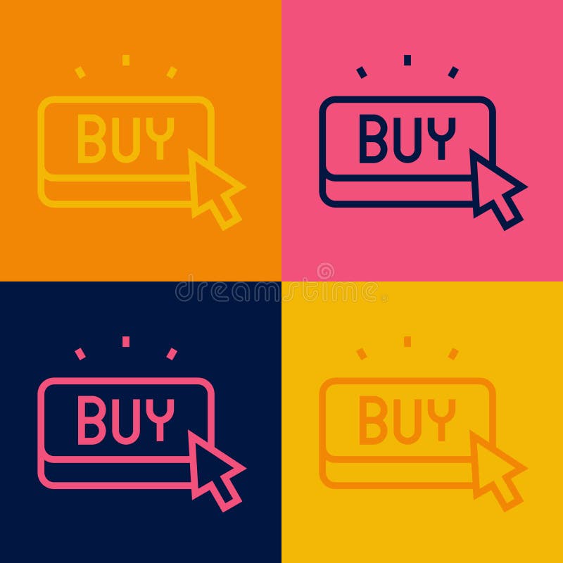 Pop Art Line Buy Button Icon Isolated on Color Background. Vector Stock ...