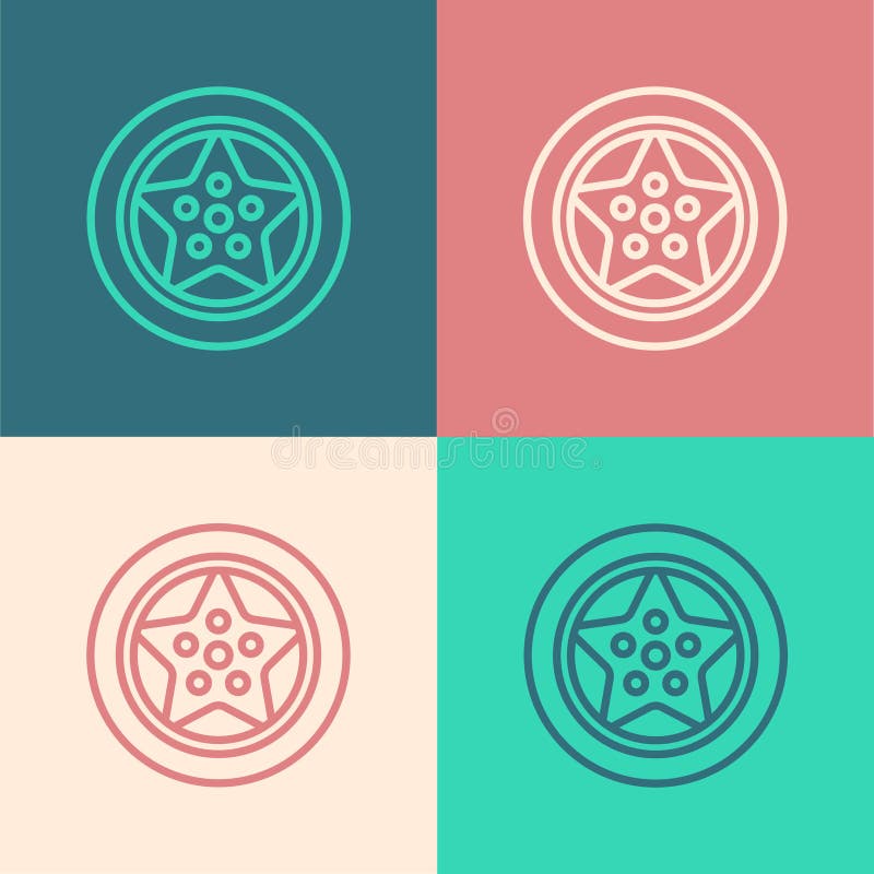 Pop Art Line Car Wheel Icon Isolated on Color Background. Vector Stock ...