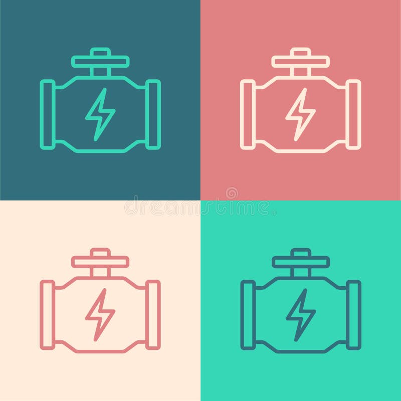 Pop Art Line Check Engine Icon Isolated on Color Background. Vector ...