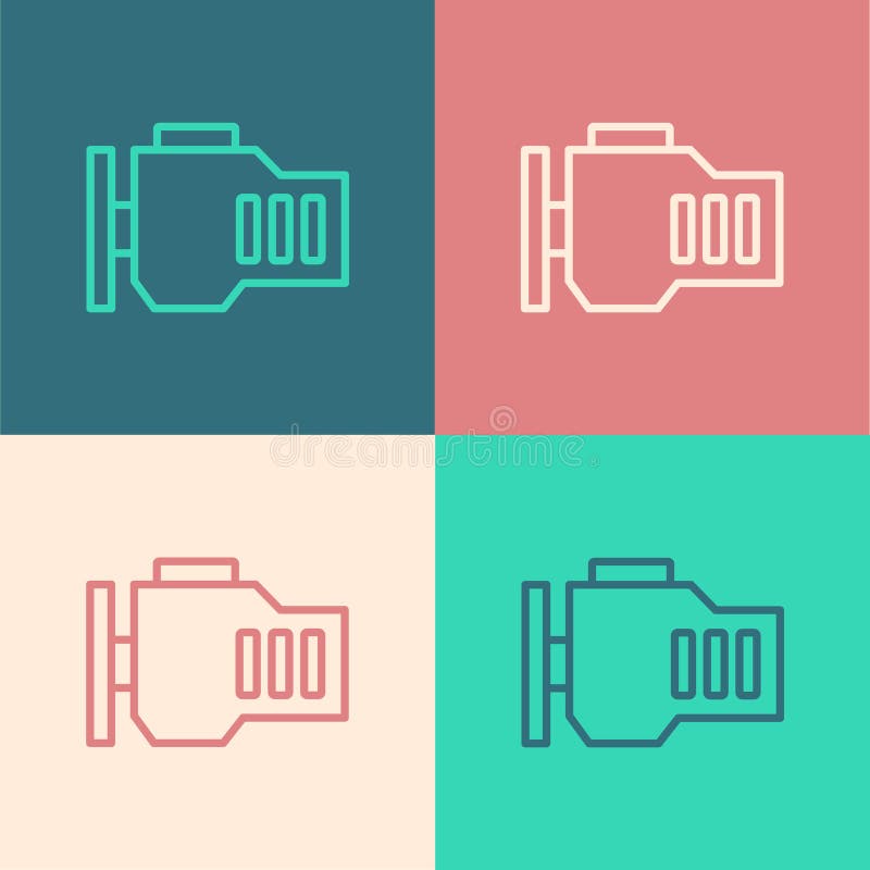 Pop Art Line Check Engine Icon Isolated on Color Background. Vector ...